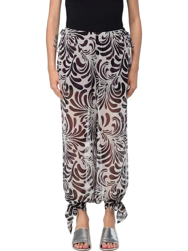 TWINSET Printed Viscose Cropped Trousers - Coffee