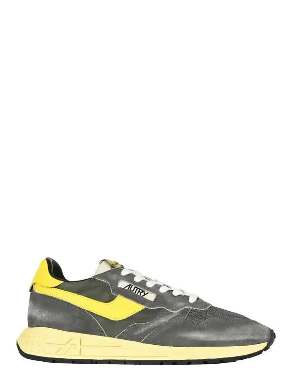 AUTRY Reelwind Sneakers In Leather And Nylon With Distressed Effect - Grey