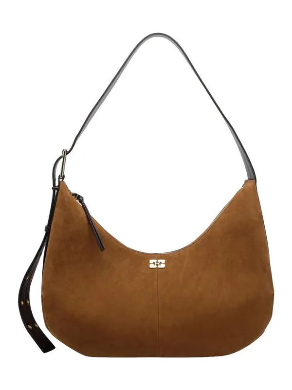 GANNI Recycled Polyester Hobo Bag With Adjustable Handle And Butterfly Logo - Coffee
