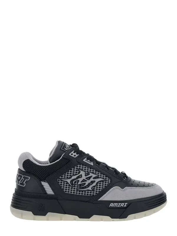 Amiri Ma-94 Leather And Mesh Sneakers With Monogram - Black