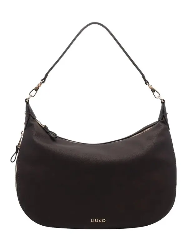 Liu Jo Grained Faux Leather Hobo Bag With Monogram Logo And Removable Handle - Brown