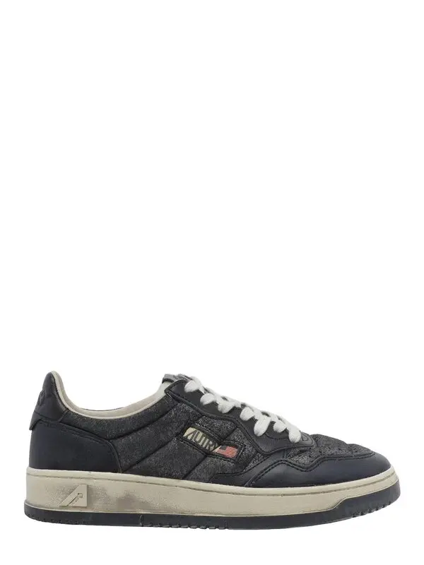 AUTRY Medalist Low Super Vintage Calfskin Sneakers With Worn Effect - Grey