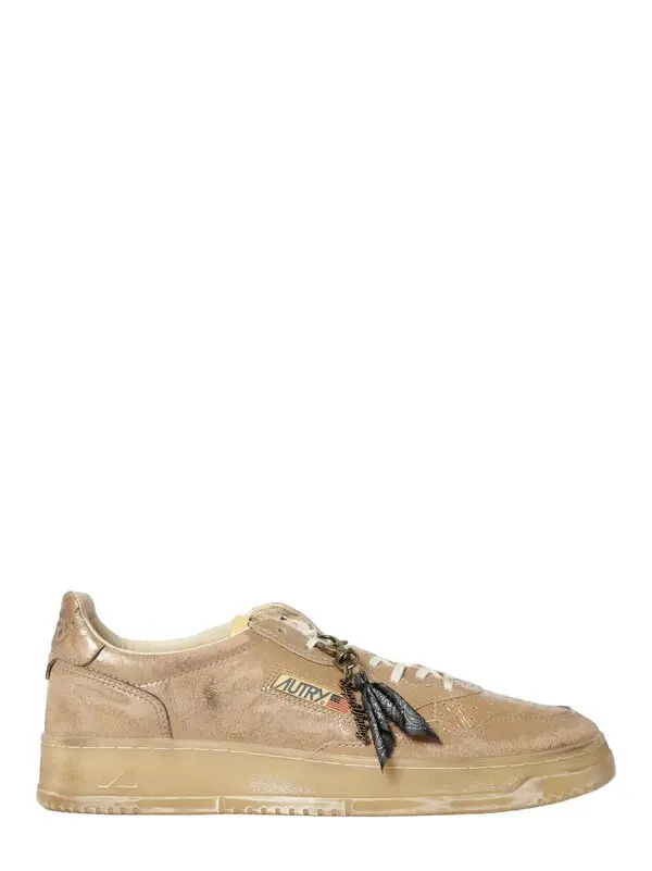 AUTRY Medalist Low Super Vintage Patent Leather Sneakers With Worn Effect - Brown
