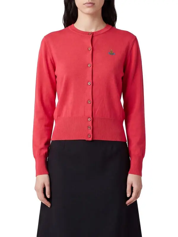VIVIENNE WESTWOOD Slim Fit Cotton And Cashmere Cardigan With Orb Logo - Blue