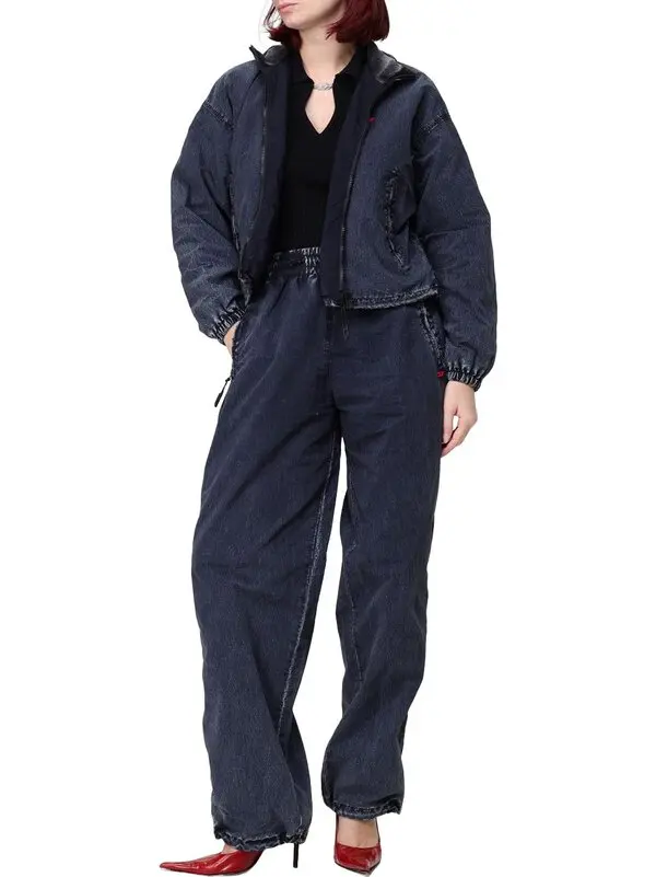 DIESEL® G-leamer Cropped Windbreaker Jacket With High Neck And Embroidered Logo - Black