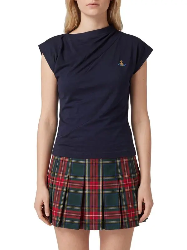 VIVIENNE WESTWOOD Hebo One-shoulder Cotton Top - Navy