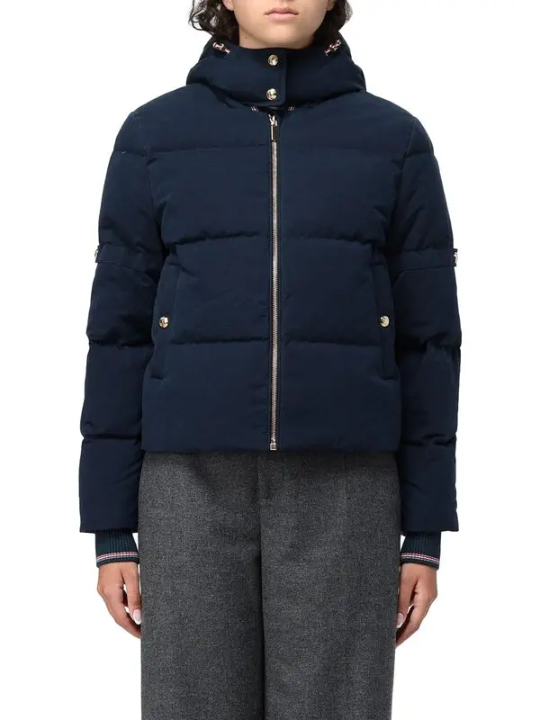 Thom Browne Quilted Cordura® Nylon Down Jacket With Detachable Hood - Blue