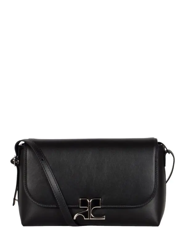 COURREGES Icotype Leather Shoulder Bag - Black