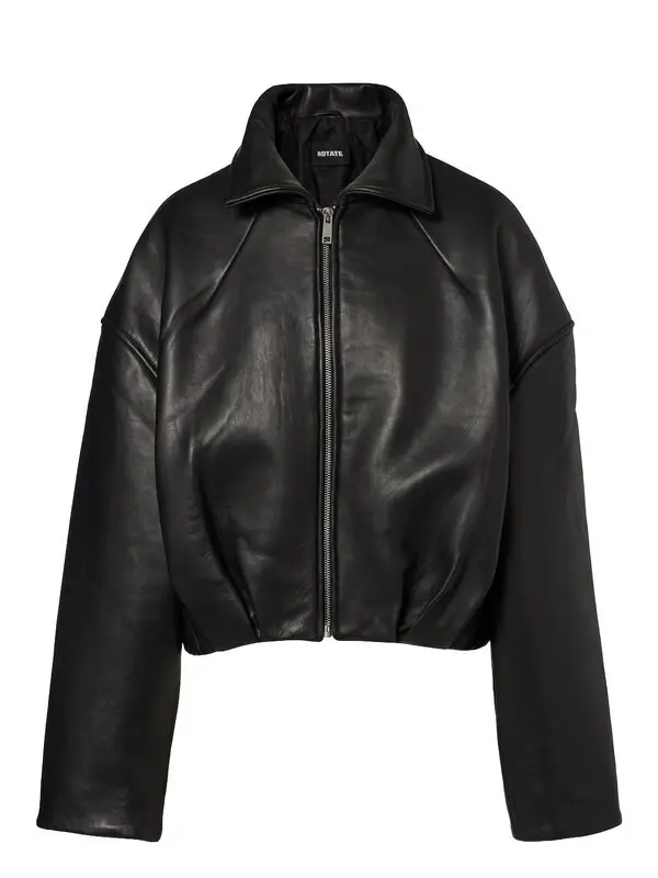 ROTATE BY BIRGER CHRISTENSEN Bonded Leather Blouson Jacket - Black