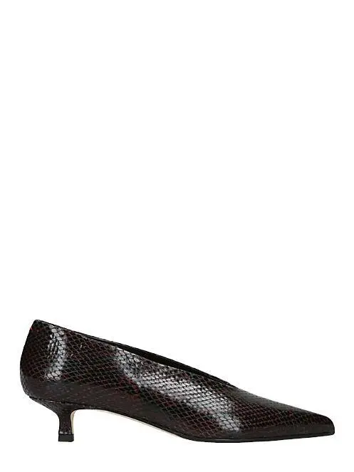 AeydĒ Clara Pointed-toe Kitten Heel Leather Pumps - Wine Comb