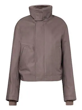 Victoria Beckham Cotton Funnel Neck Cropped Bomber Jacket - Ore