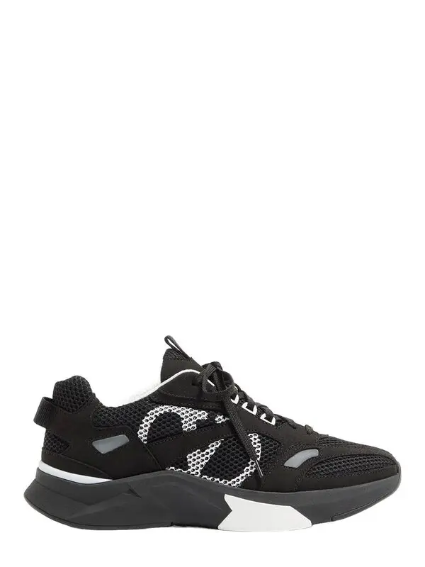 Valentino Garavani Demivee Sneakers In Mesh Fabric With Suede Details - Black