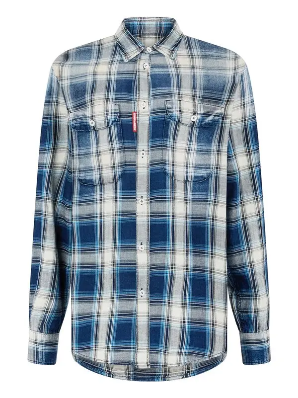 Dsquared2 Checked Cotton Oversized Shirt - Fantasy