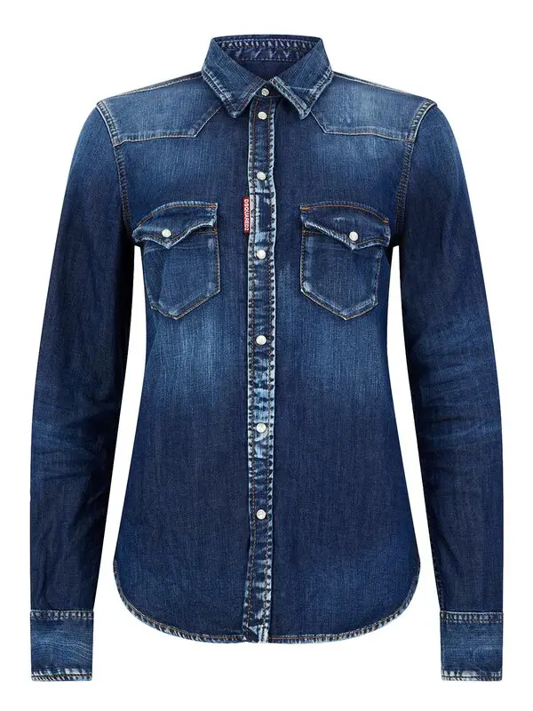 Dsquared2 Medium Perfecto Basic Western Shirt - Navy Blue