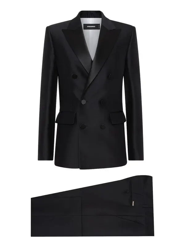 Dsquared2 Tuxedo Suit With Wide Lapel - Black