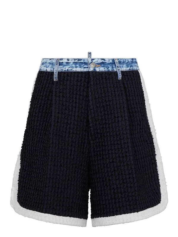 Dsquared2 Stretch Cotton Bouclé/denim Shorts - Blue