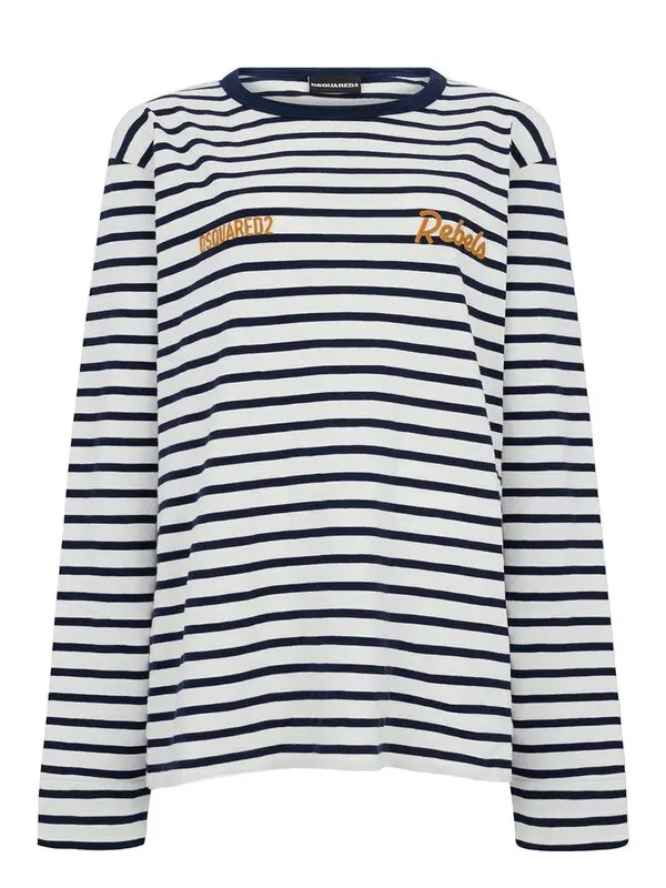 Dsquared2 Striped Cotton Jersey Long Sleeve T-shirt - Fantasy