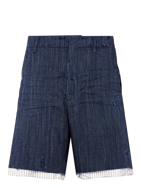 Dsquared2 Raw-cut Herringbone Shorts - Blue