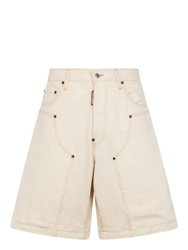 Dsquared2 Carpenter Shorts With Raw Wash And Rivet Detailing - Black