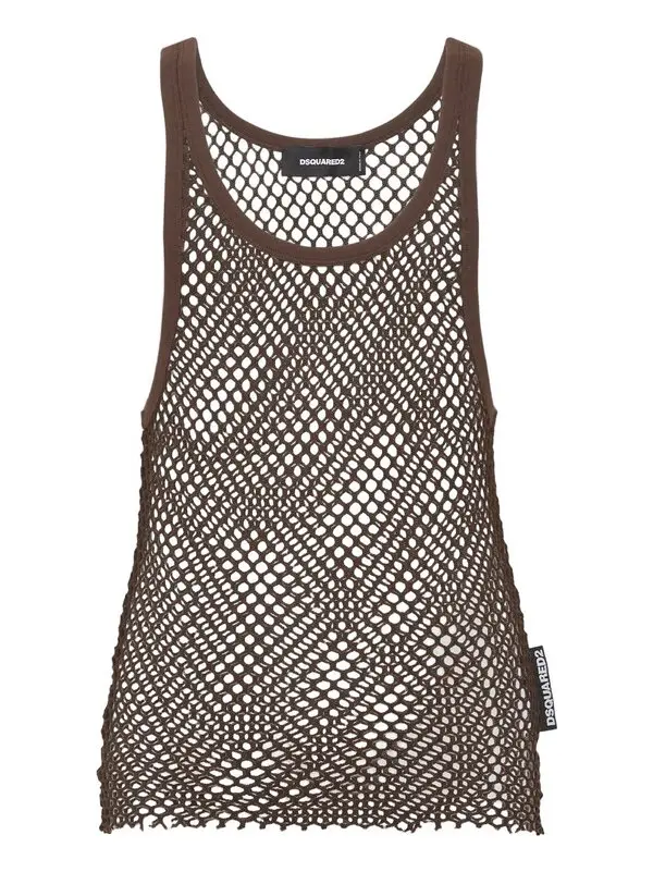 Dsquared2 Scoop Neck Mesh Tank Top - Brown