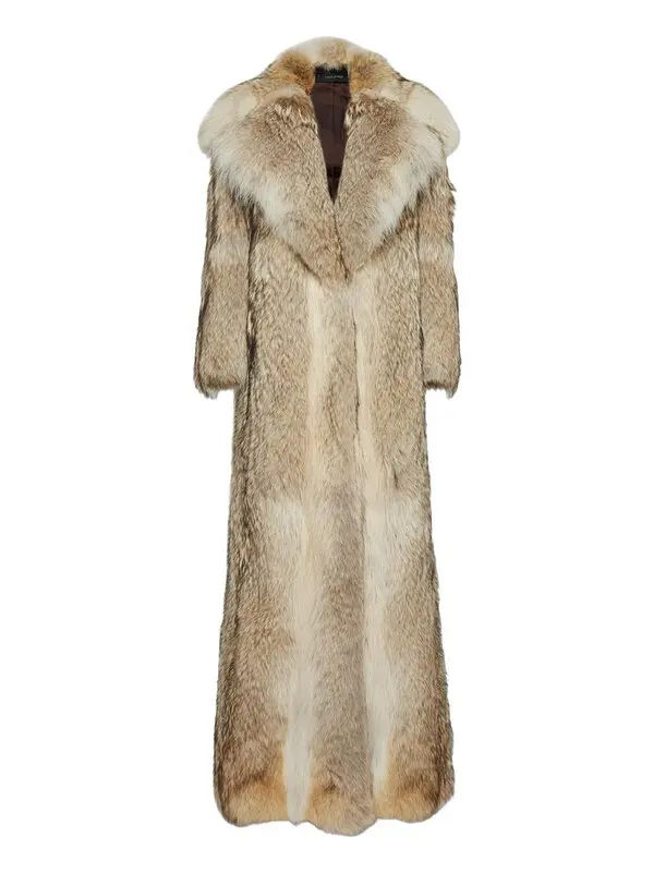 Dsquared2 Archive Coyote Faux Fur Longline Coat With Maxi Lapels - Fantasy