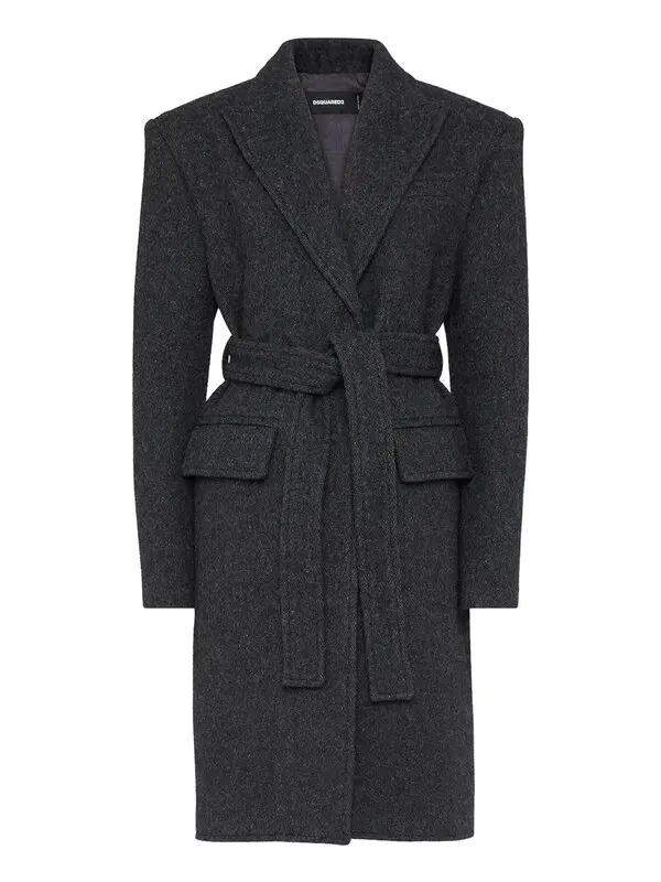 Dsquared2 Wool Robe Coat - Grey