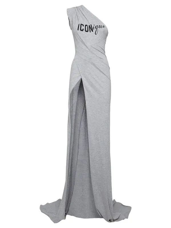 Dsquared2 One-shoulder Maxi Dress With Slit - Grey