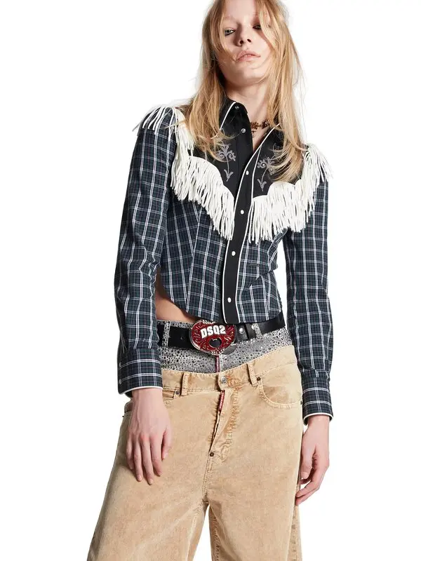 Dsquared2 Western Shirt With Fringe Detailing - Fantasy