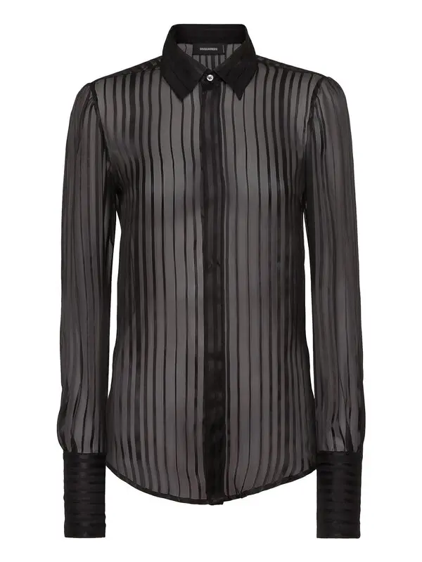 Dsquared2 Bianca Striped Sheer Shirt - Black