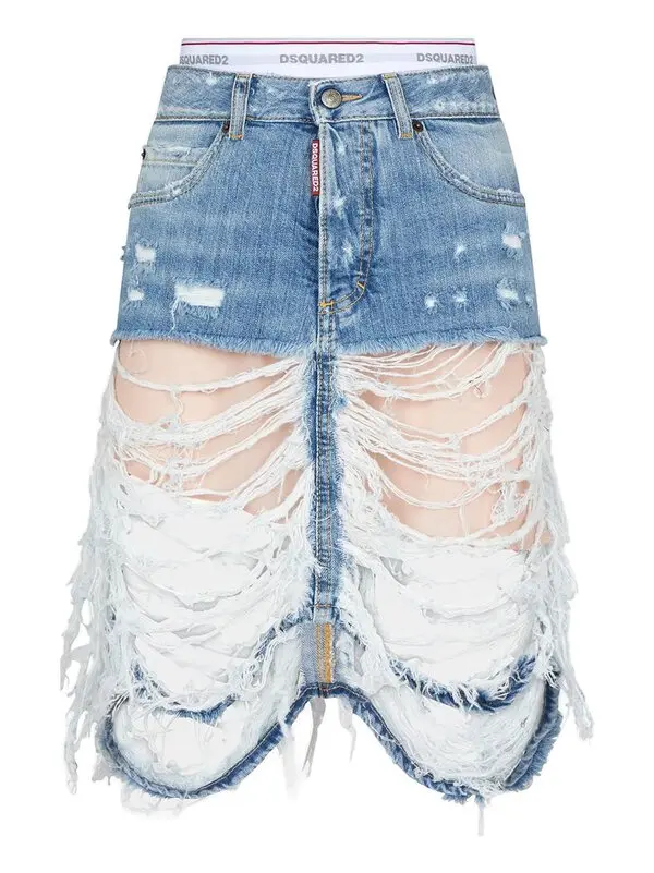 Dsquared2 Super Destroyed" Denim Skirt - Black