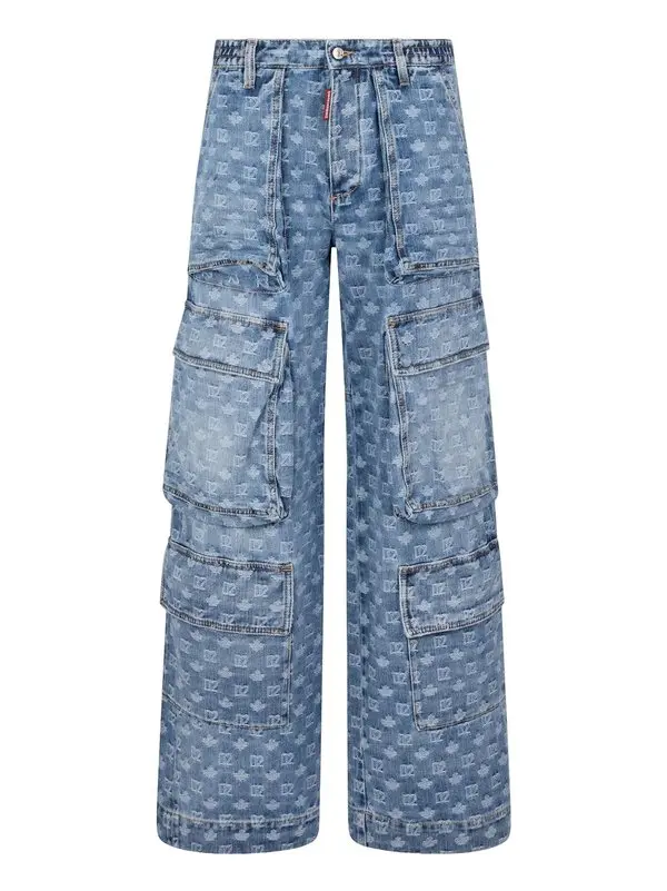 Dsquared2 Monogram Cargo Jeans - Blue
