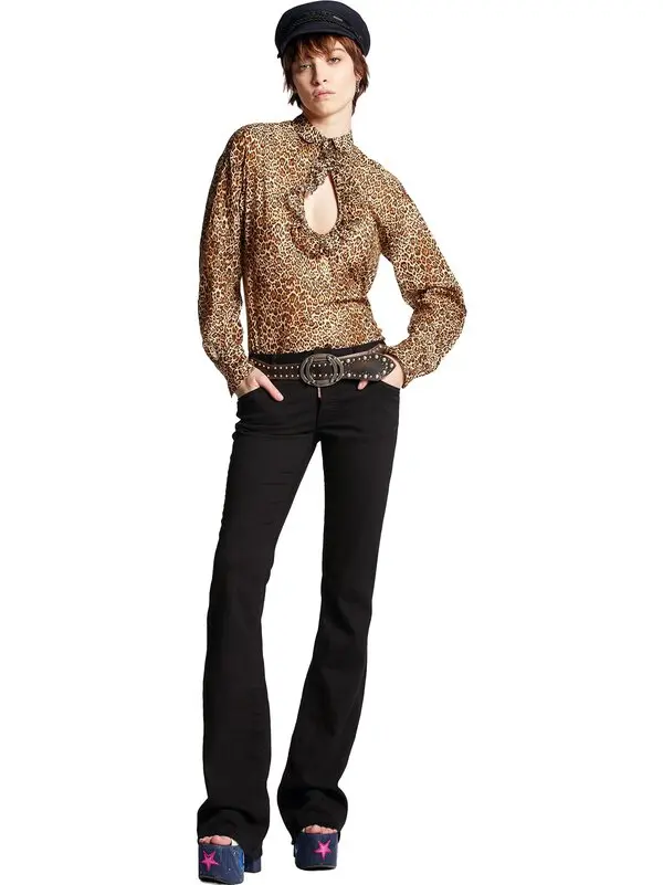 Dsquared2 Dyed Medium Waist Flare Twiggy Jeans - Black