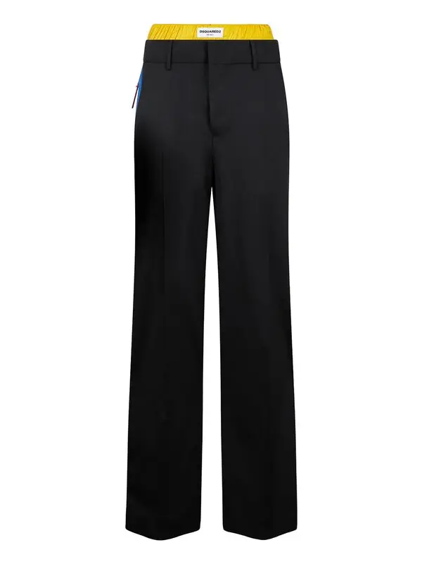 Dsquared2 Tailored Trousers With Contrast Piping - Black