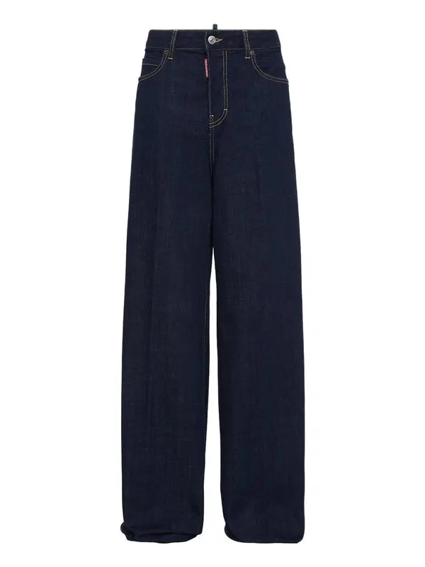 Dsquared2 Dark Rinse Wash Wide-leg Jeans - Blue