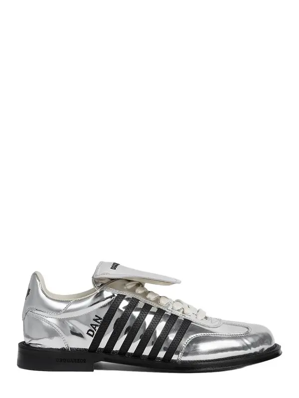 Dsquared2 Boxer Derby Metallic Leather Sneakers - Silver