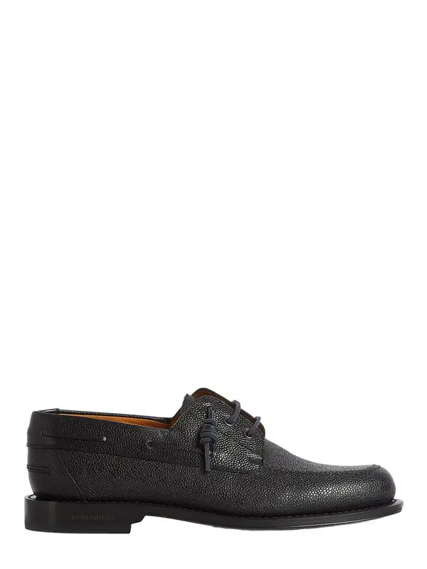 Dsquared2 Textured Leather Boat Shoes - Black