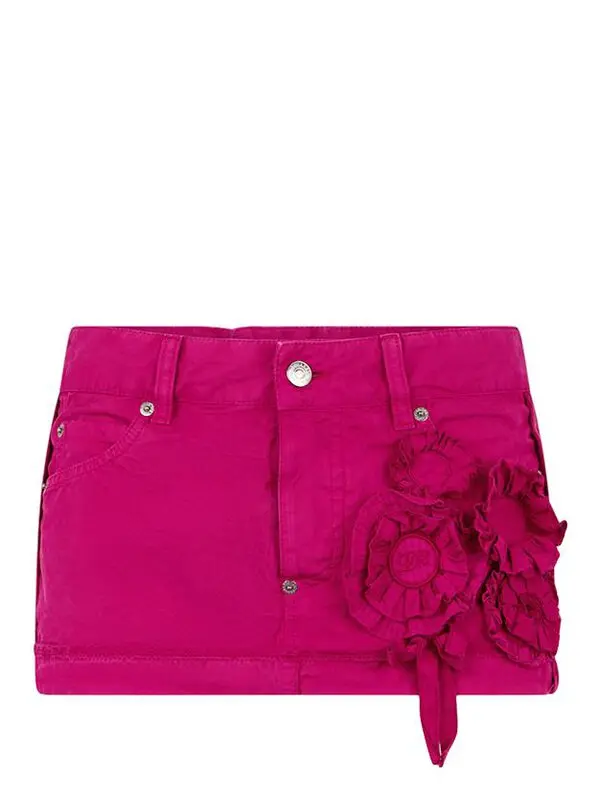 Dsquared2 Embroidered Rosette Mini Skirt - Red