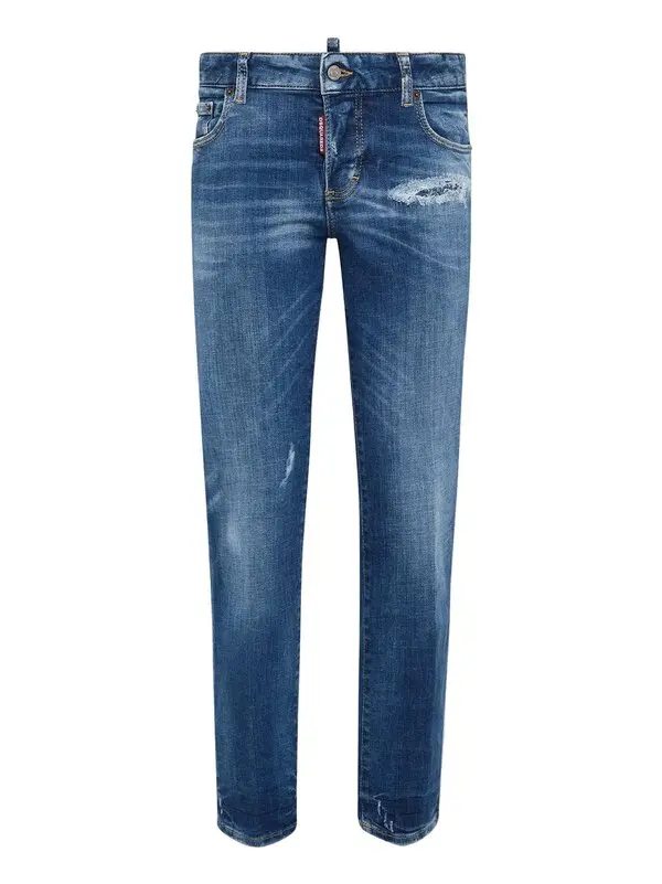 Dsquared2 Medium Wash Jenna Jeans With Distressed Detailing - Blue