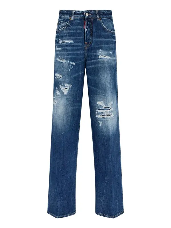 Dsquared2 Medium Wash Baggy Traveller Jeans - Blue