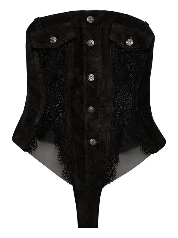 Dsquared2 Suede And Lace Bodysuit - Black