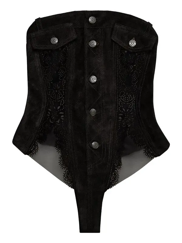 Dsquared2 Suede And Lace Bodysuit - Black