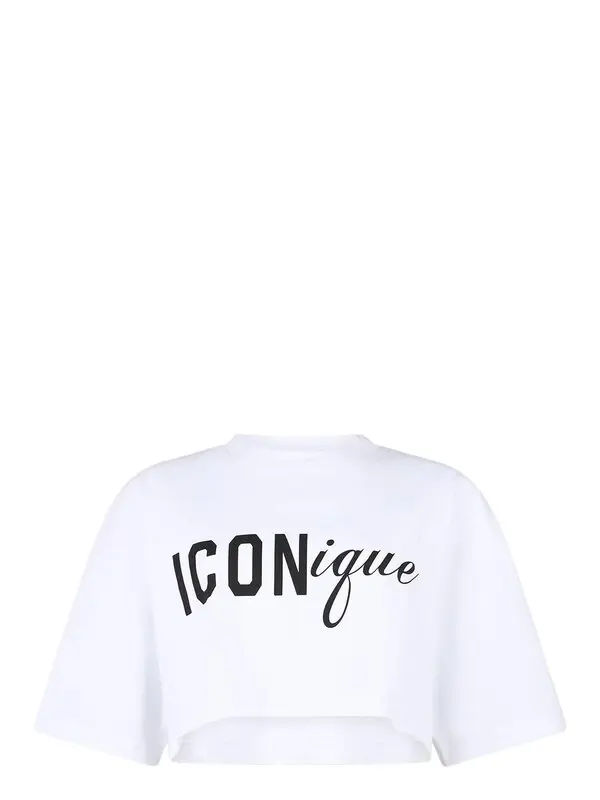 Dsquared2 Iconique Cropped Logo T-shirt - White
