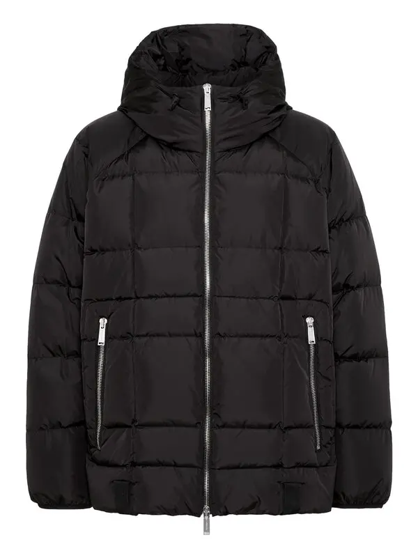 Dsquared2 Quilted Down Jacket With Drawstring Hood And Hem - Black