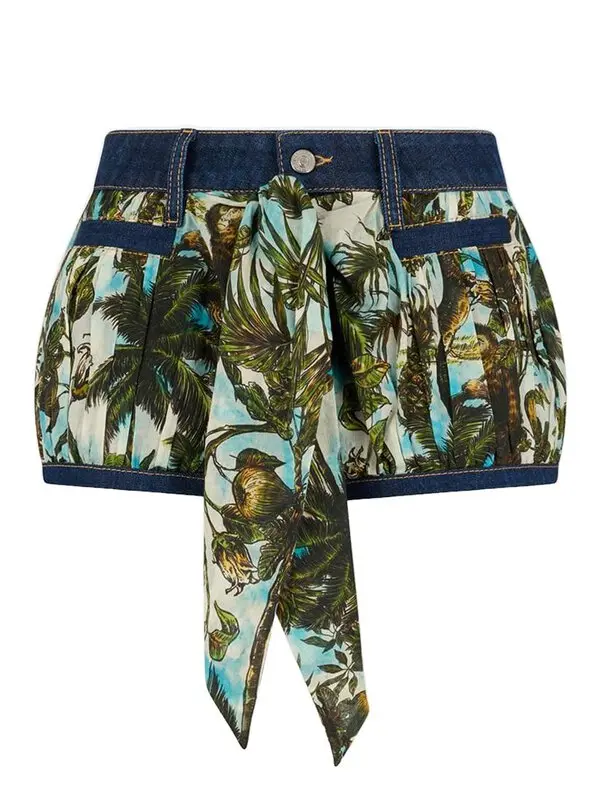 Dsquared2 Monkey Business Denim Mix Balloon Hot Pants - Blue