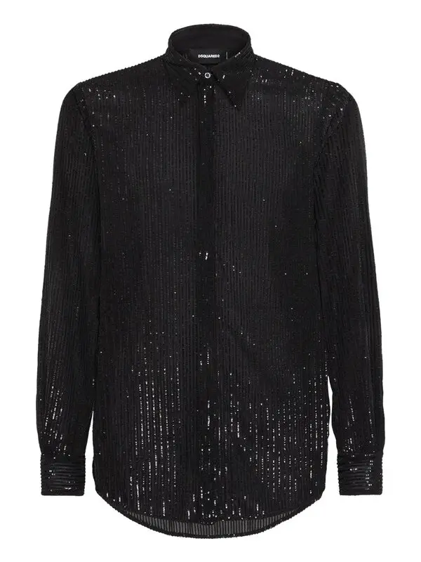 Dsquared2 Sequin Pinstripe Shirt - Black