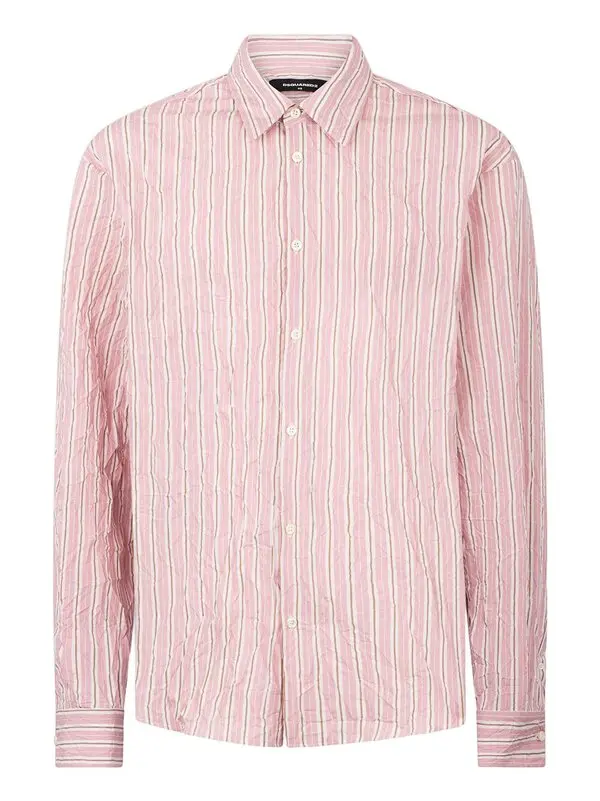 Dsquared2 Crinkled Pinstripe Silk Oversized Shirt - Fantasy
