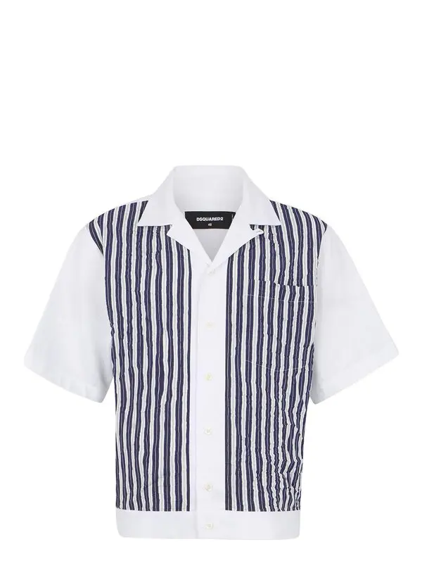 Dsquared2 Crinkled Stripe Bowling Shirt - Blue