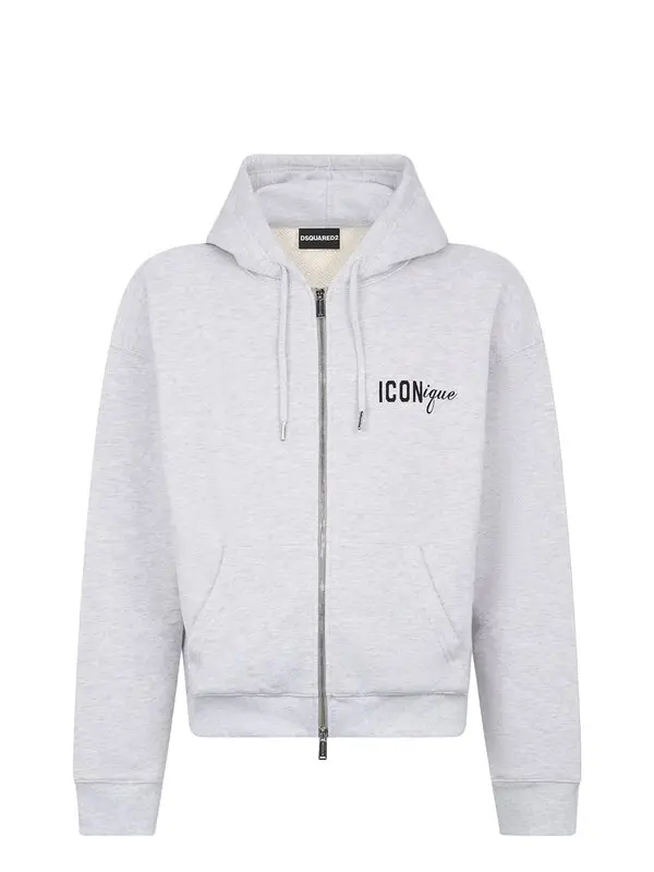 Dsquared2 Iconique Boyfriend Fit Zipped Hoodie - Grey