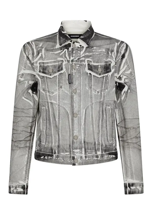 Dsquared2 Icon White Coal Wash Dan Jeans Jacket - Grey