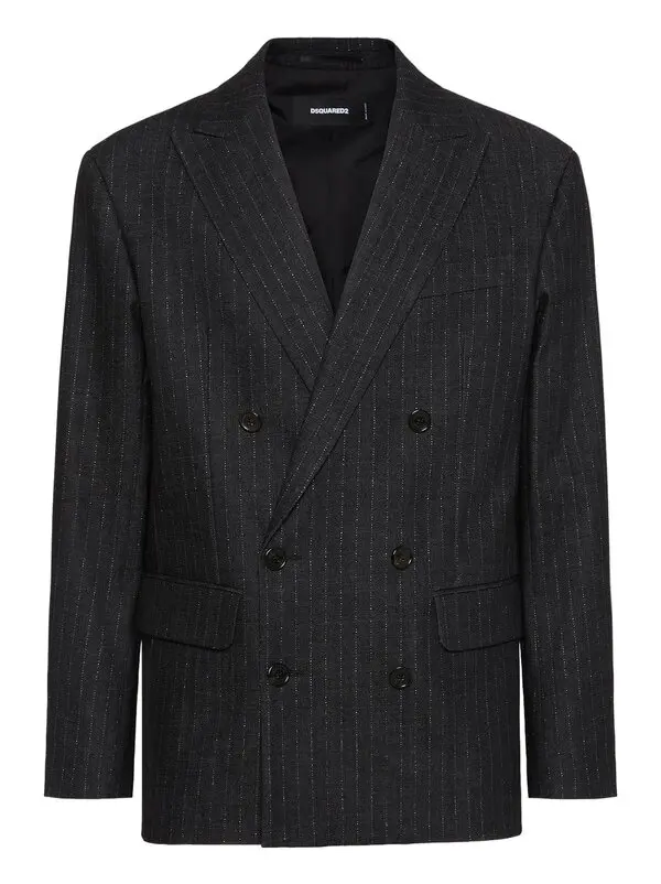 Dsquared2 Pinstripe Denim Double Breasted Blazer - Black